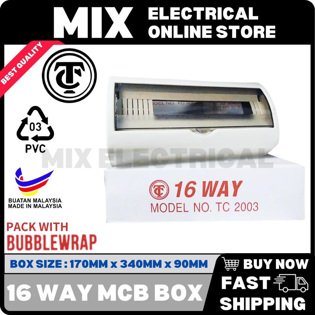16 Way TC Surface PVC MCB DB BOX / Consumer Unit / Consumer Box ...