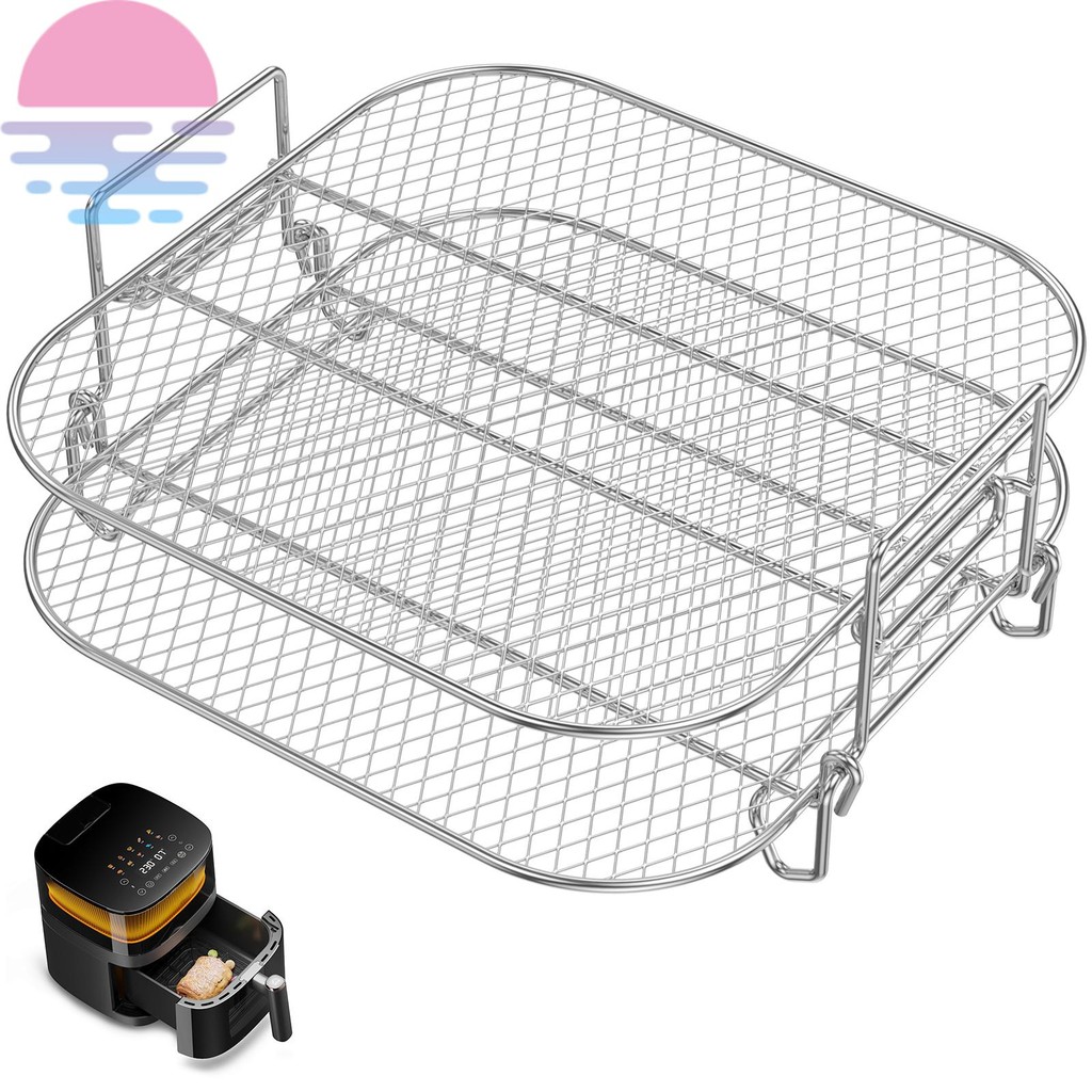 2Pcs Square Air Fryer Rack 8 inch Stainless Steel Dehydrator Rack ...