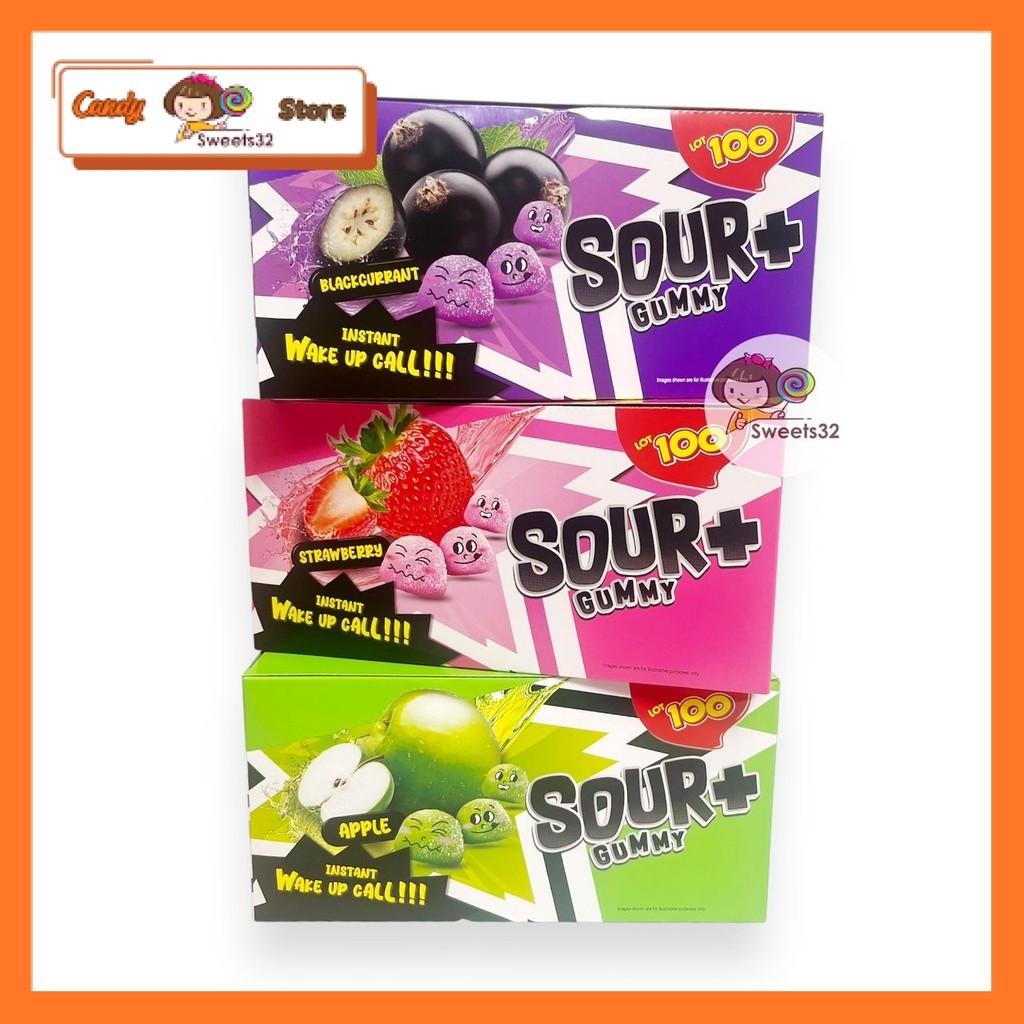 Sour Lot100 Sour+ Gummy Apple / Blackcurrant / Strawberry 12x24g (party ...