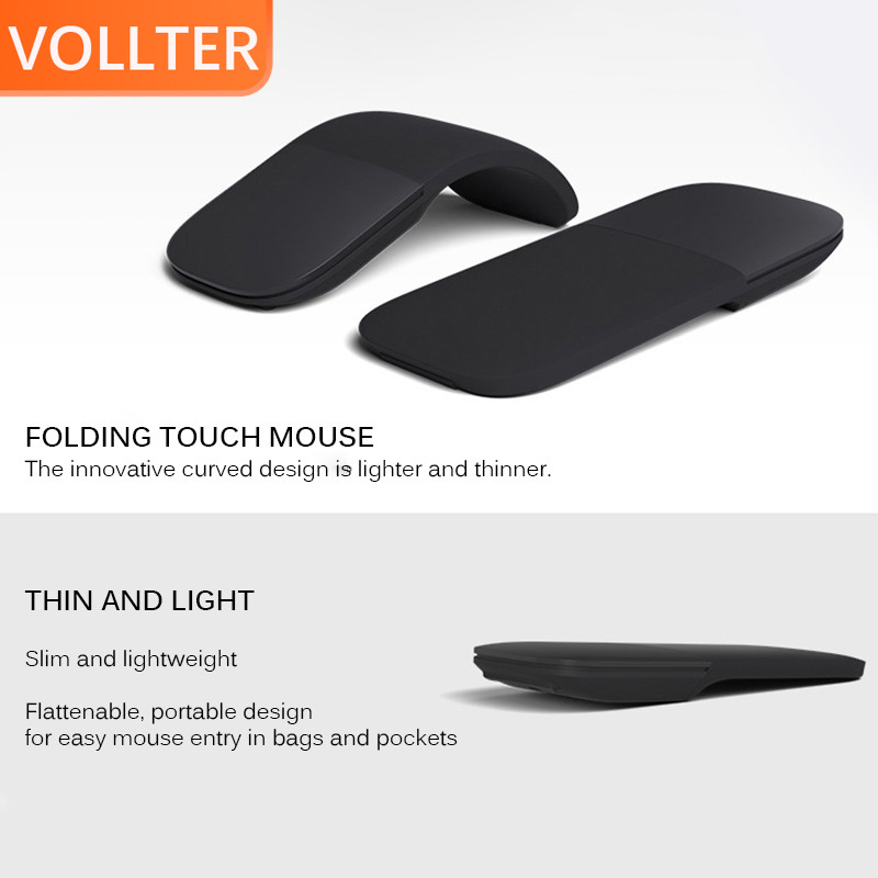 Foldable Silent Wireless Computer Mouse Arc Gaming Laser Touch Mouse ...