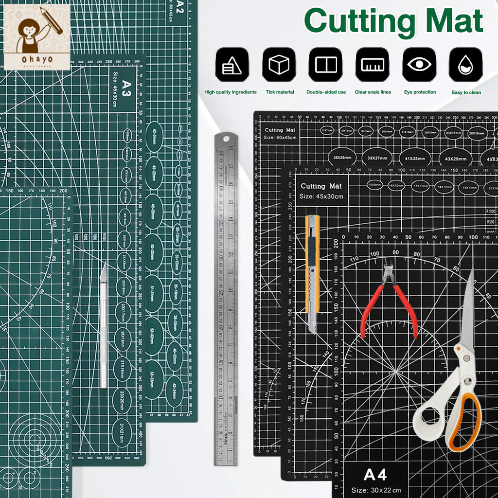 A2/A3/A4 PVC Cutting Mat DIY Grid Patchwork Cut Pad Large Self Healing Double Side Workbench ...