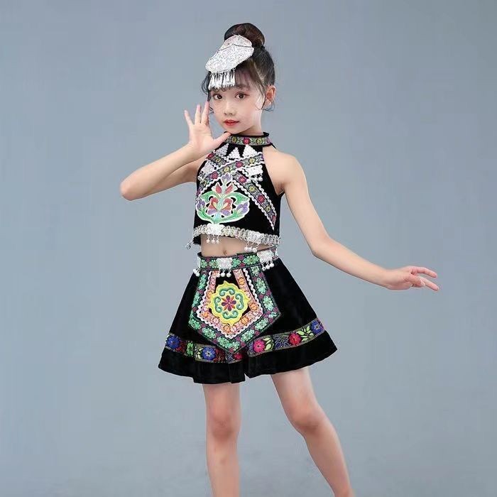 Children's Hani Baby Dance Costumes Minority Hani Zhuang and Miao Dance ...