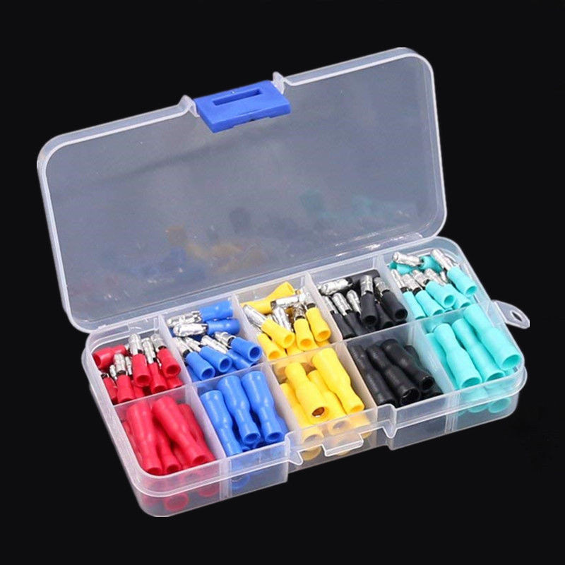 100pcs Cold Press Terminal Box Pre-Insulated Bullet Terminal Connection ...