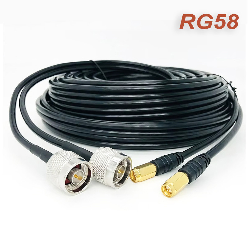 RG58 50ohm Low Loss 2*15m/20m/30m Double Coaxial Cable N Male to SMA ...