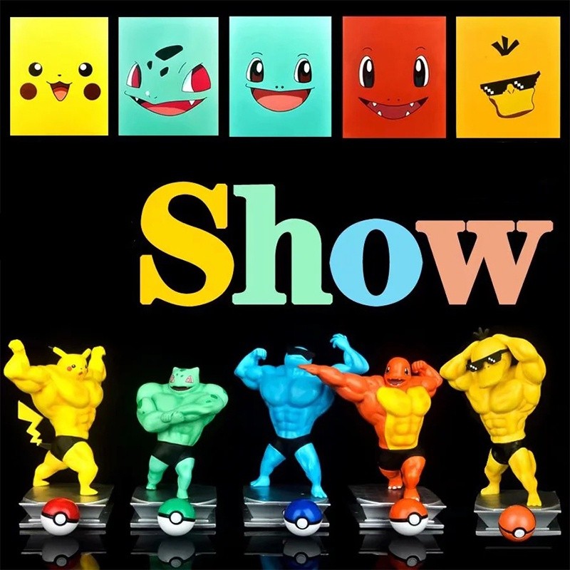 Pokemon Toys GYM Figurines Cartoon Fitness Muscle Man Action Figure ...