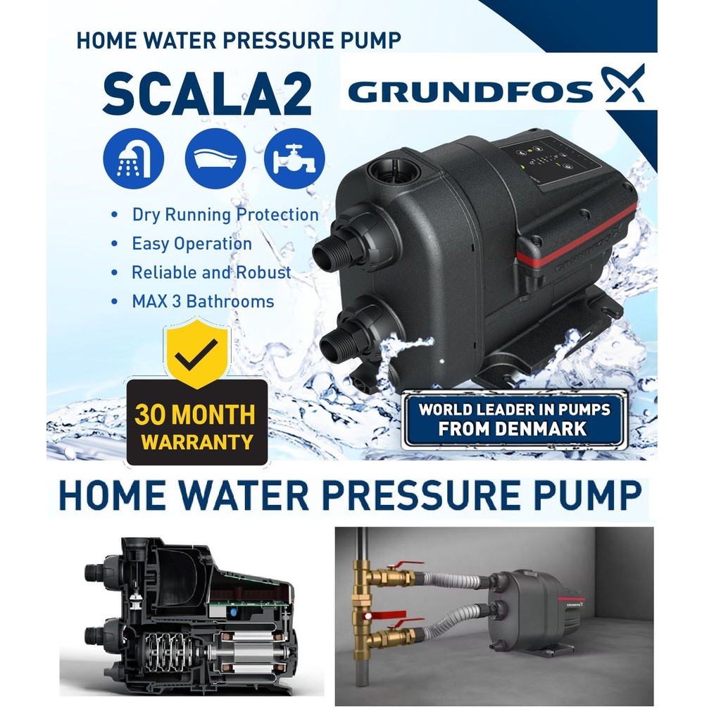 Grundfos SCALA2 Intelligent Silent Compact Water Booster Pump | Shopee ...