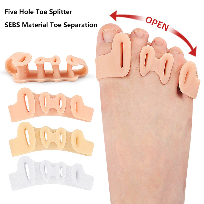 1pair Silicone Toe Finger Separator 5 Hole Hallux Valgus Orthopedic ...