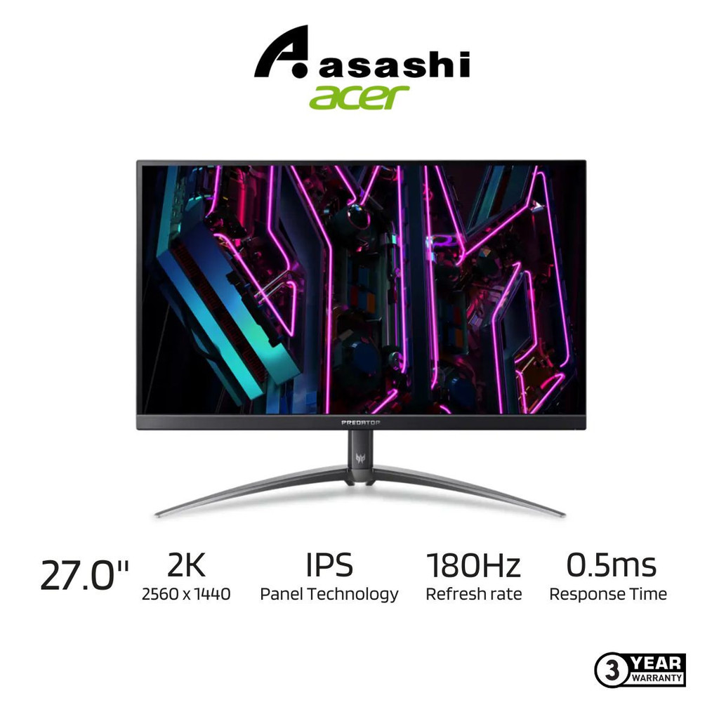 Acer Predator XB273U V3 27" AS-IPS 180Hz 0.5ms 2K HDR400 Gaming Monitor ...