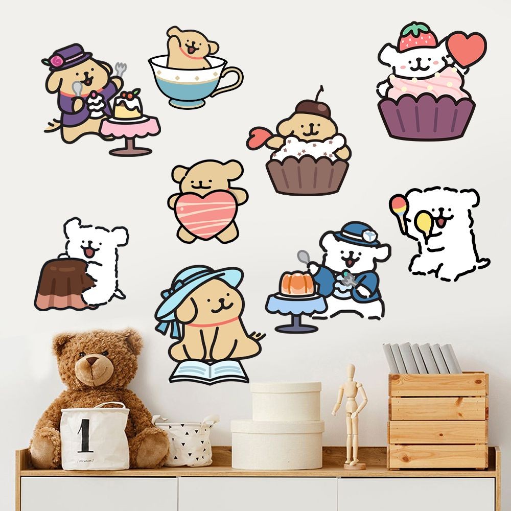 Maltese Line Puppy Cartoon Animation Sticker Children's Room Background ...