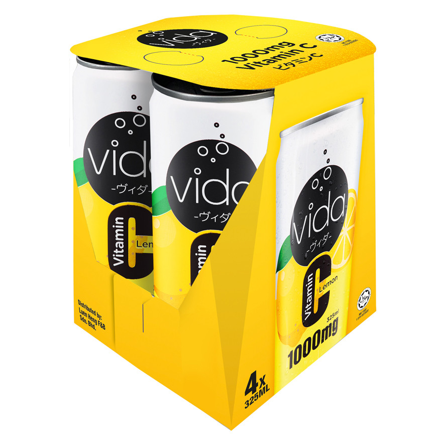 VIDA Vitamin C 1000mg Lemon Sparkling Flavoured Drink 4x325ml | Shopee ...