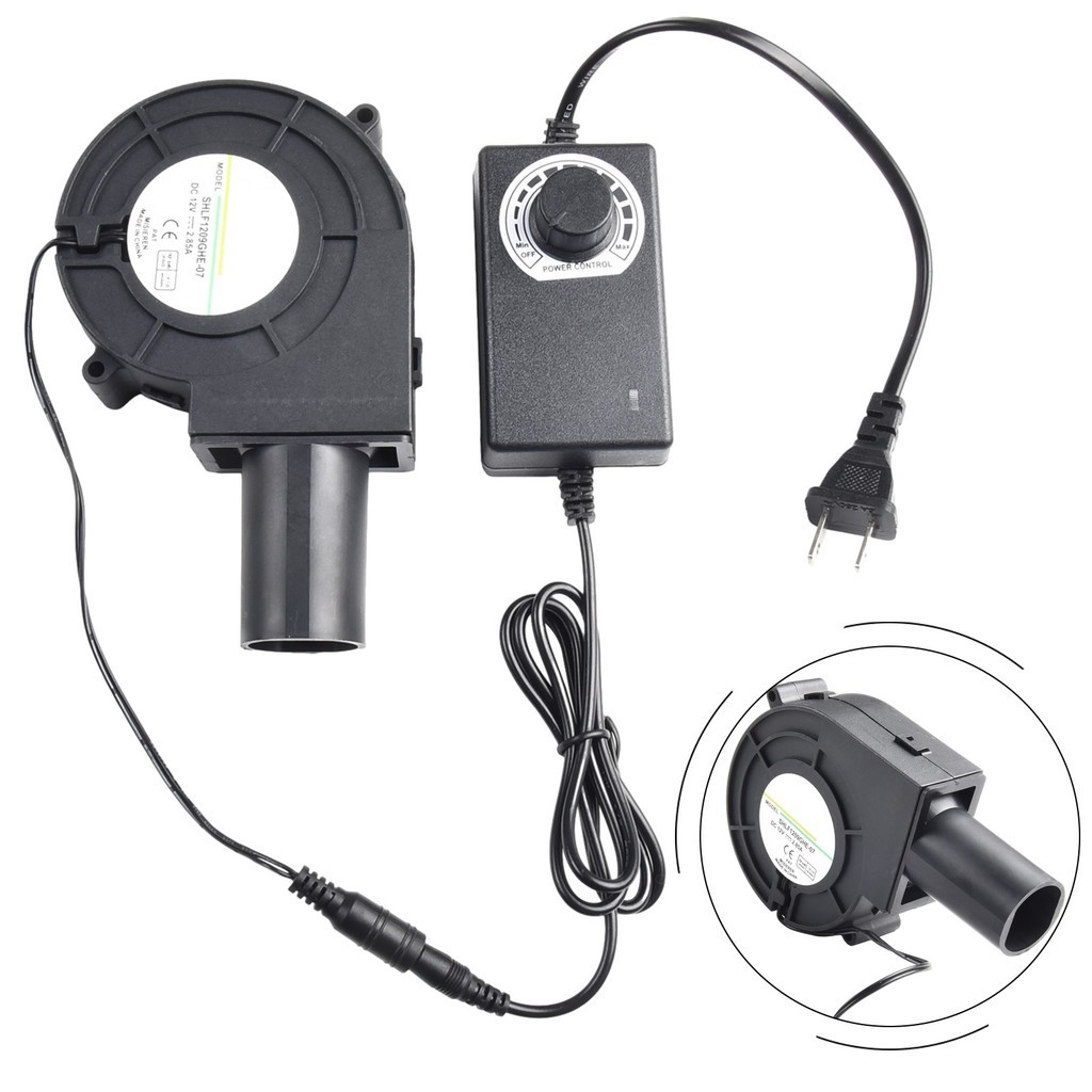 9733 DC Blower 12V 2.7A Firewood BBQ Stove Double Ball High Air Volume ...