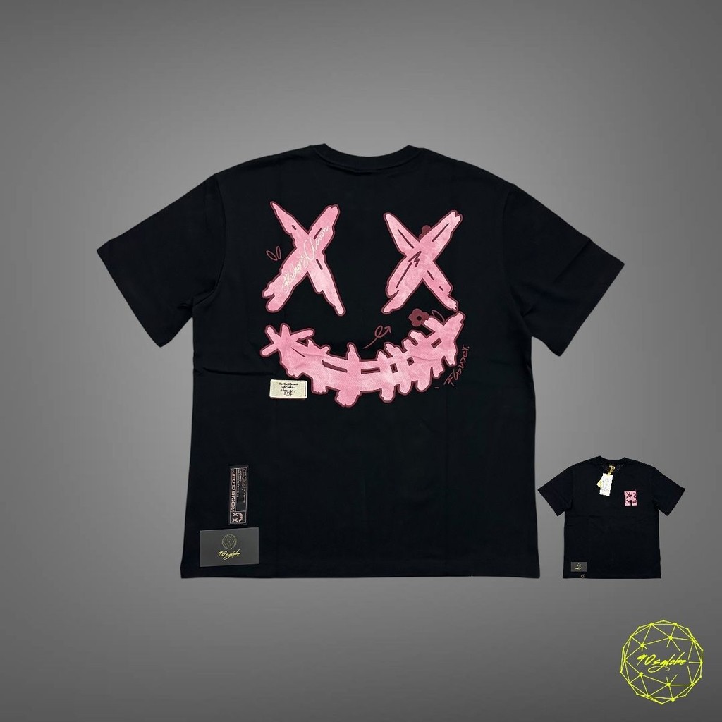 Ricky Is Clown RIC Pink Mood Painted Embroidered Joker Smiley Face Tee ...