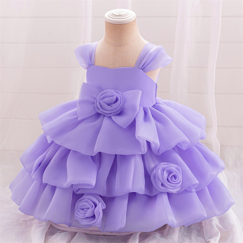 Sweet Flower Off Shoulder Fluffy Flowing Sand Cotton Little Girl Cake ...