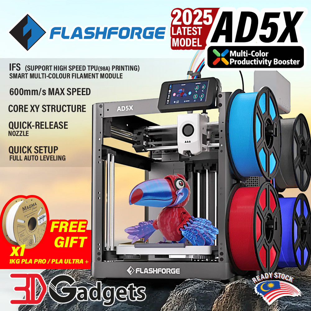 Flashforge AD5X Smart Multi-Color Print (IFS) / 600mm/s Max Speed / Easy to use / Core XY FDM 3D ...