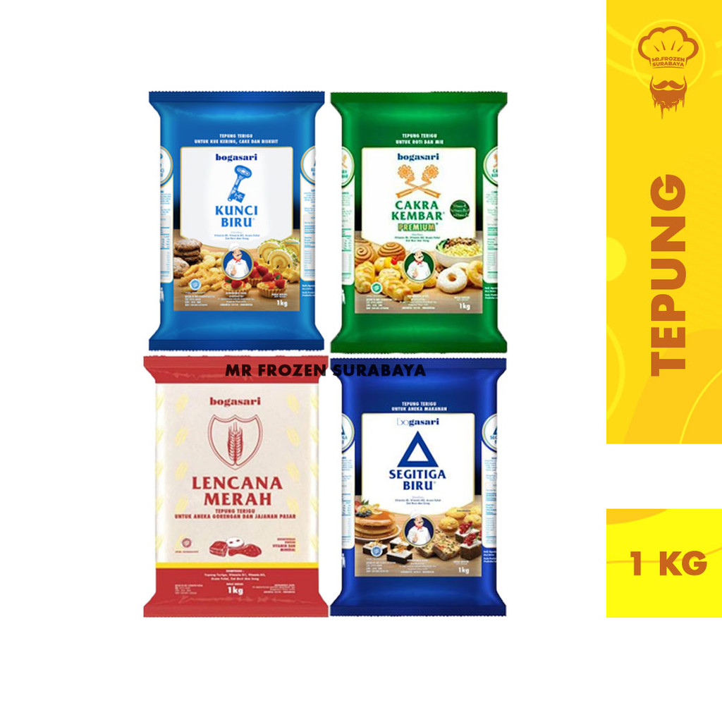 Bogasari Triangle Wheat Flour | Badge | Chakra | Premium Blue Key 1 Kg ...
