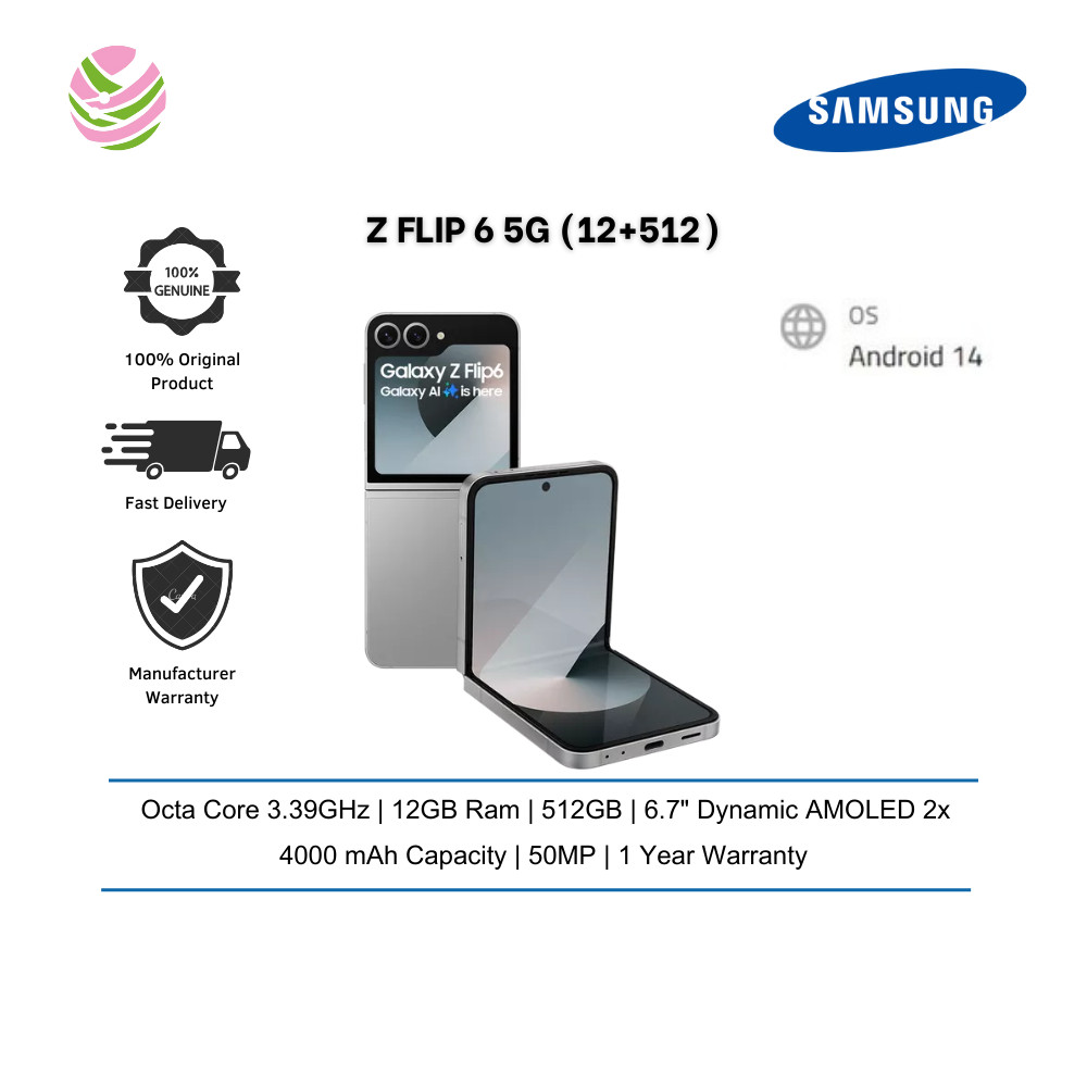 Samsung Galaxy Z Flip 6 5G 12GB/ 512GB/ 4000mAh/ 50MP/ Blue/ Silver Shadow | Shopee Malaysia
