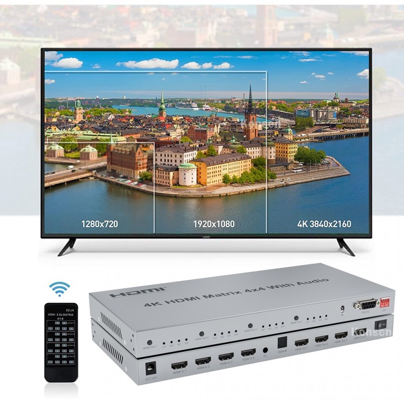 4x4 HDMI Matrix Switch with Audio output 4K 30Hz HDMI Switcher Splitter ...