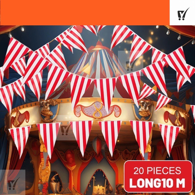 MCT 10m 20 Flags Red White Striped Bunting Banner - Festivals ...