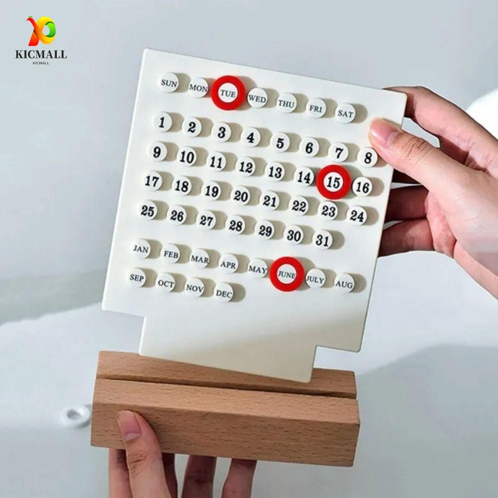 KICMALL Acrylic DIY Calendar, Wooden Base Handmade Wooden Desk Calendar ...