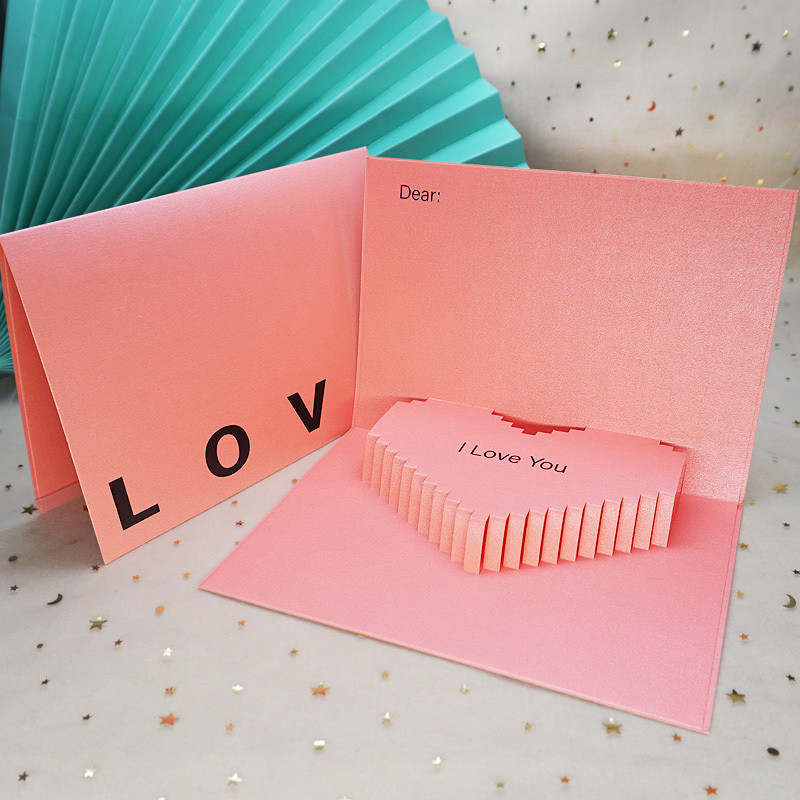 Ins Style Three-Dimensional Folding Love Heart Greeting Card Customized ...
