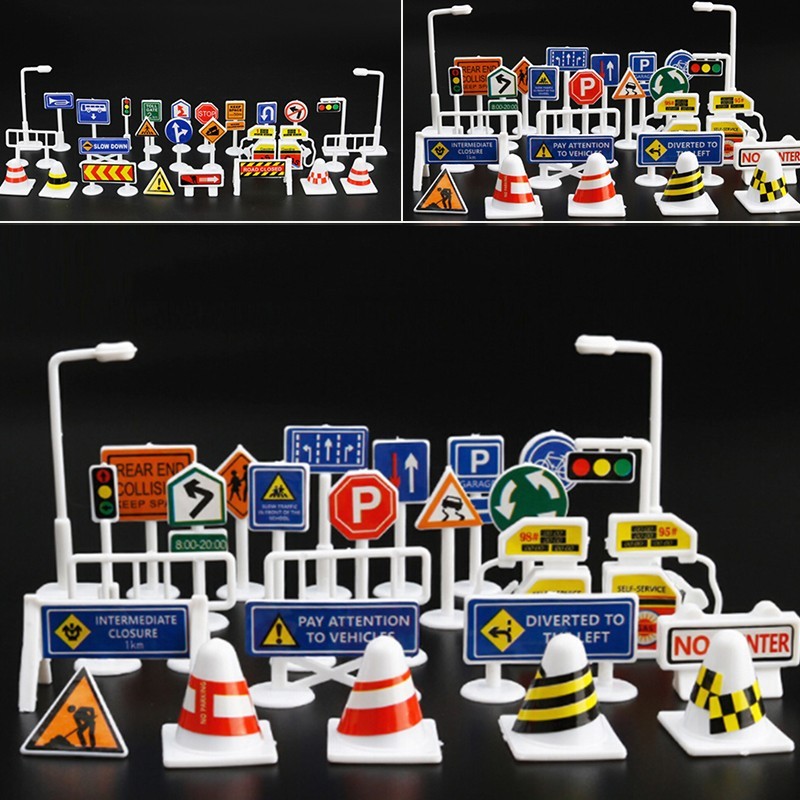 【SMART】28Pcs Set English Road Sign Traffic Sign Signage Kids Children Play Learn Toys | Shopee ...