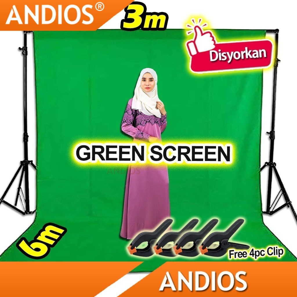 Backdrop Green Screen Stand Kain Cotton Muslin Cloth Studio Background ...