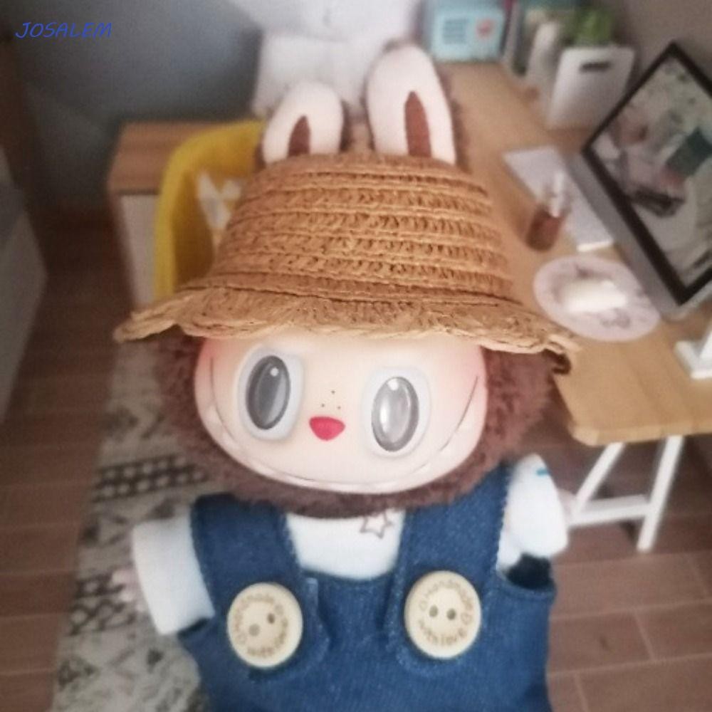 JOSALEM Labubu Hollowed-out Straw Hat, Lace Sunhat Labubu Time Hat ...