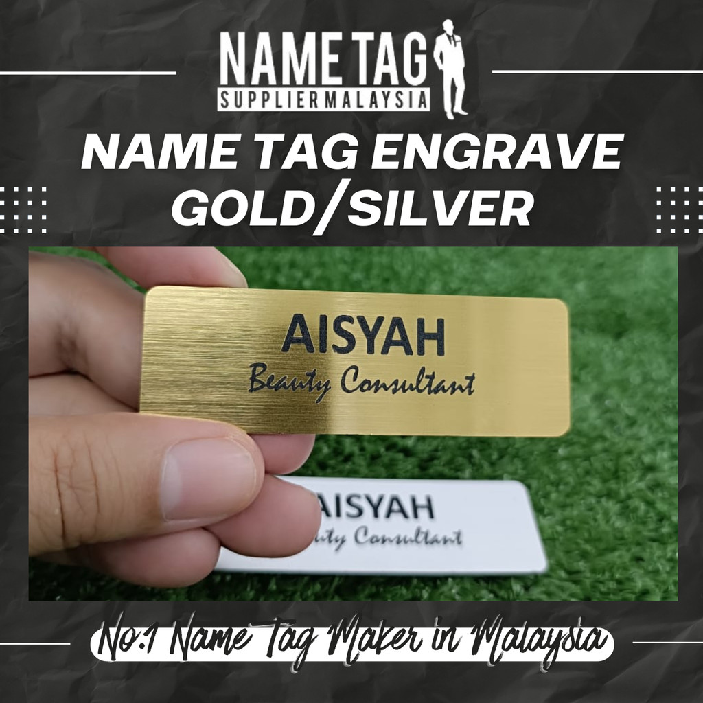 Name Tag Gold / Silver MAGNET/PIN Name Tag Gold, Silver, 2 Baris ...