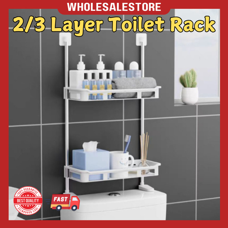 2/3 Layer Bathroom Toiletries Rack Multilayer Stable Toilet Shampoo ...