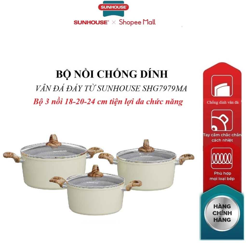 Sunhouse SHG7979MA NON-STICK POT SET WITH STONE BOTTOM FROM SUNHOUSE ...