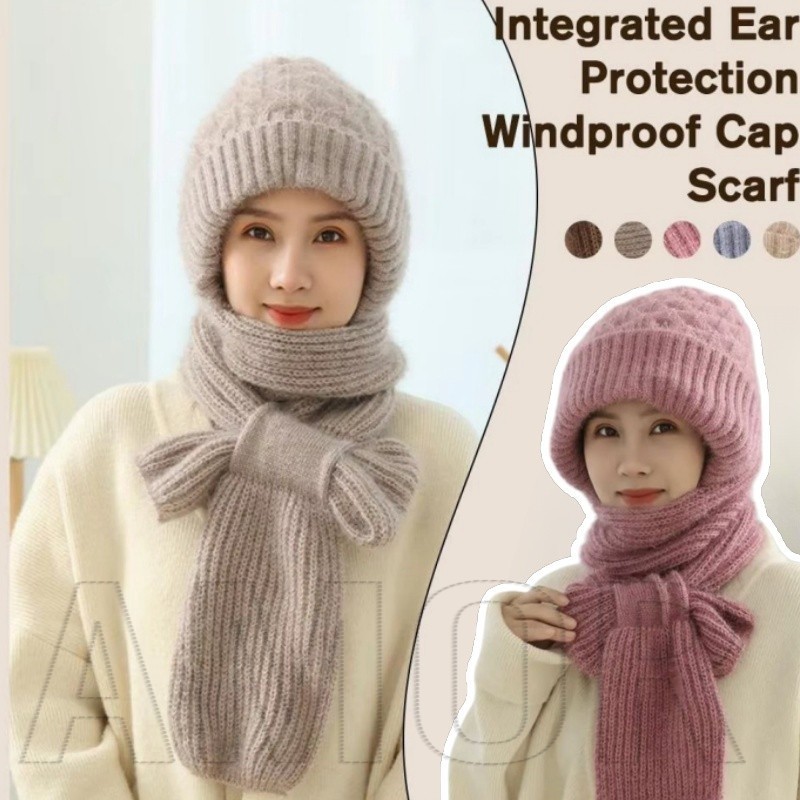 Knitted Scarf Hat Set - Fashion, Simple - Windproof, Thickened, Hat ...