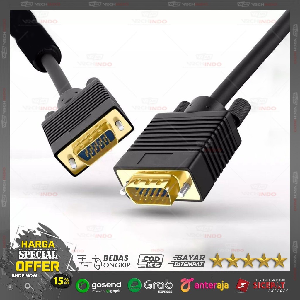 3m / 3 Meter Male VGA Cable | Vga to VGA GOLD PLATED High Quality Premium!! | Shopee Malaysia