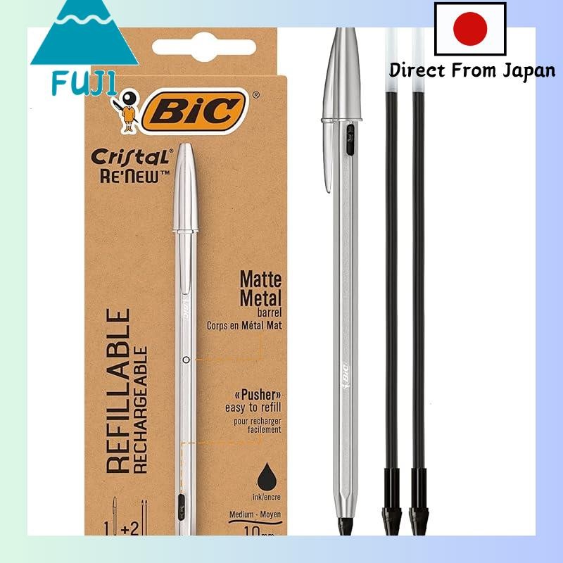 Bic Japan Bic Ballpoint Pen Crystal Re'New 1.0 Oil-based Black + 2 Refills in a Box CRBLK-3P ...