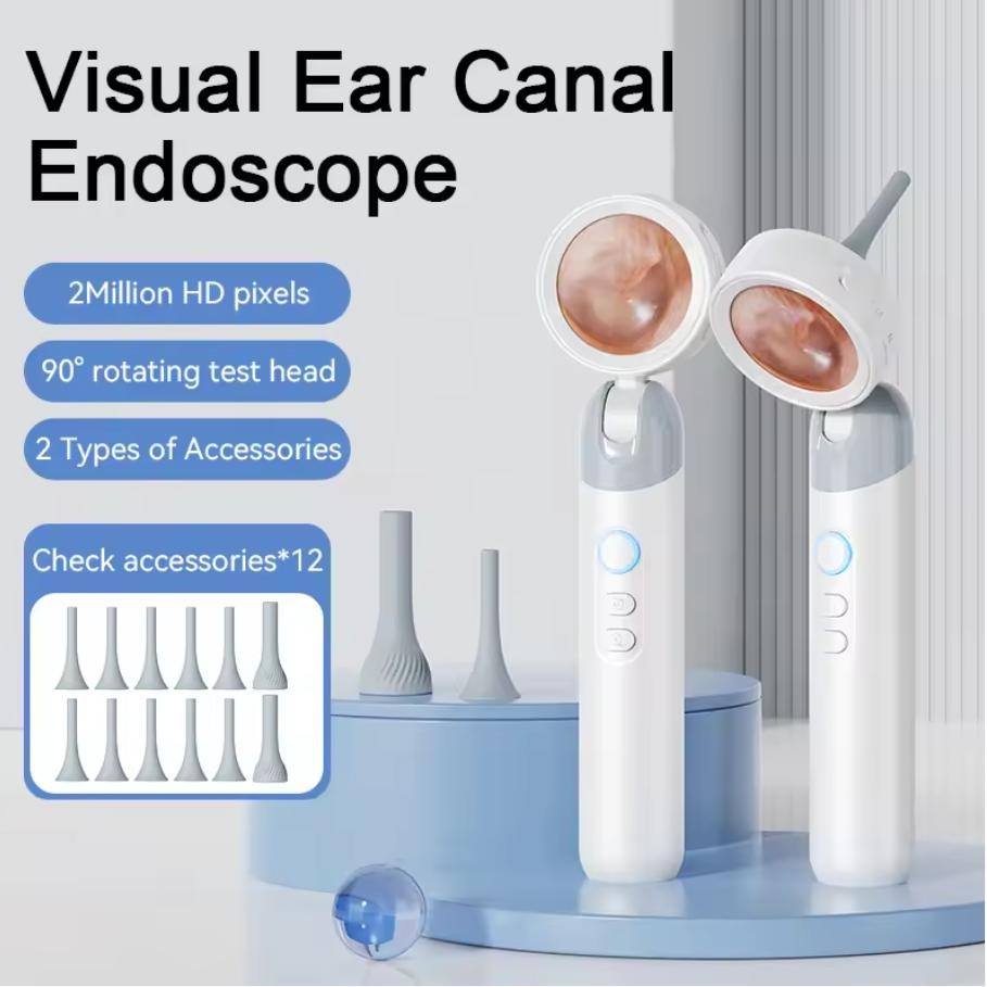 Visual Ear Otoscope 1.38'' IPS Wireless Endoscope 1080P HD Camera Ear ...
