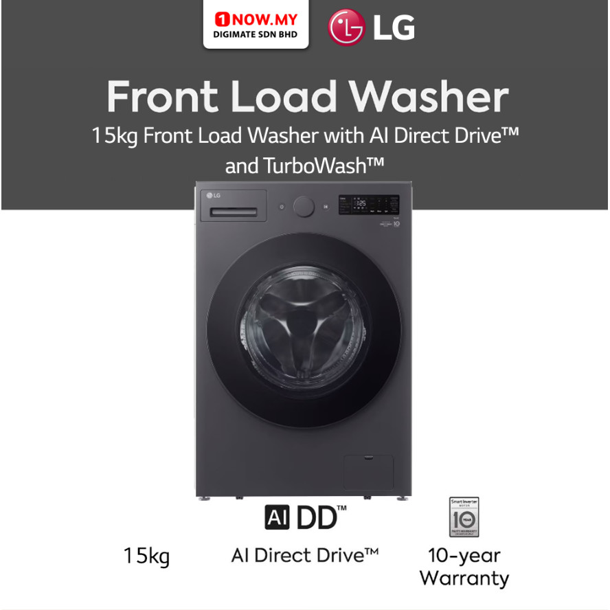 LG 15kg Inverter Front Load Washer F2515SNTGE | AI Direct Drive™ TurboWash™ Mesin Basuh 洗衣机 ...