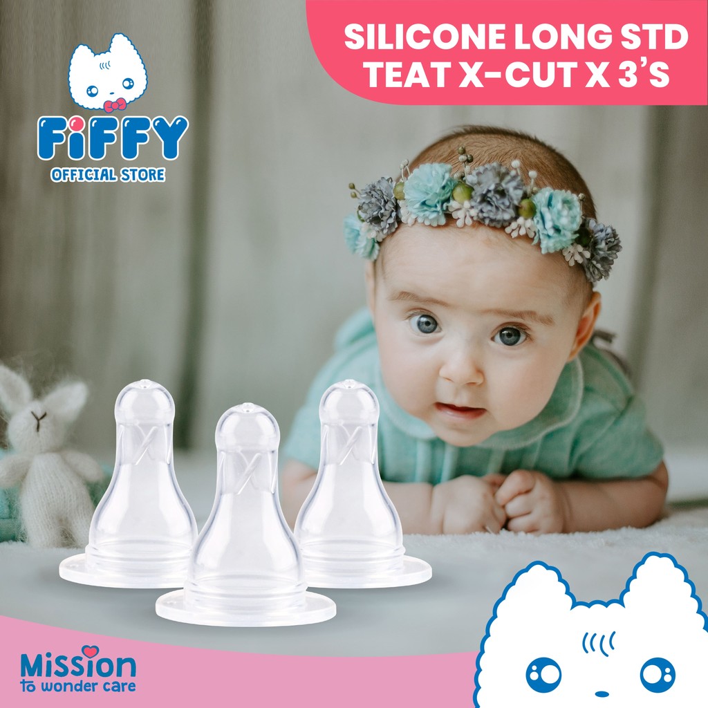 FIFFY PUTING BAYI SILICONE LONG STANDARD TEATS X-CUT (3 PCS) (98-885) | Shopee Malaysia