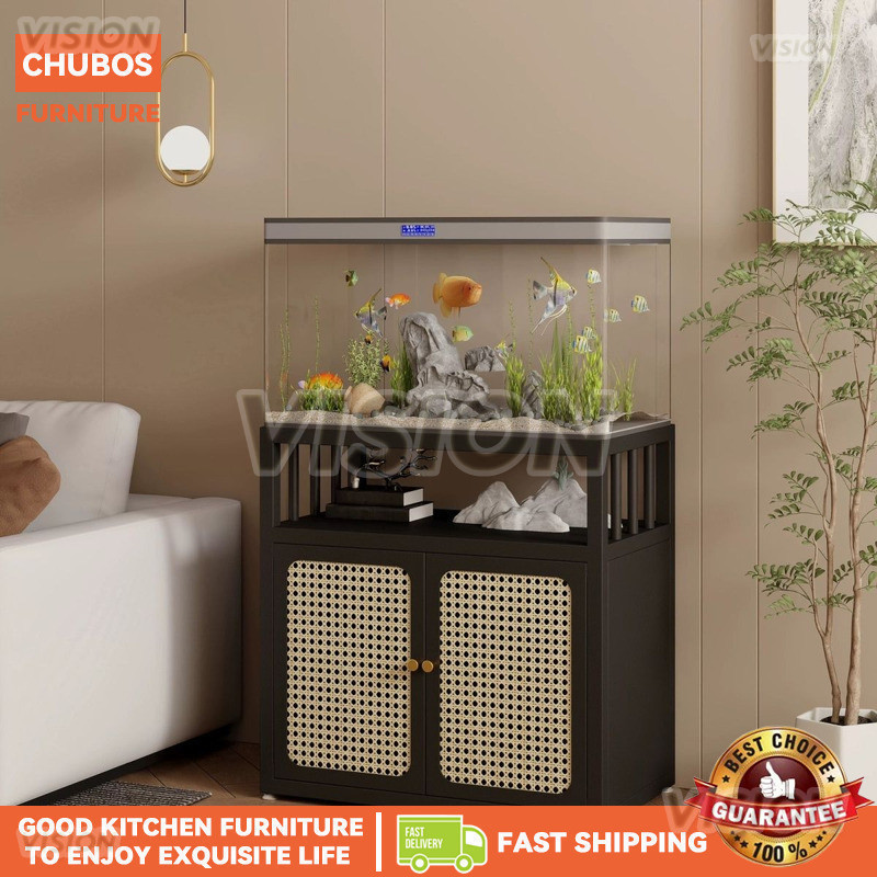 VISION Vintage Rattan Style Home Fish Tank Stand Multi-layer Fish Tank ...