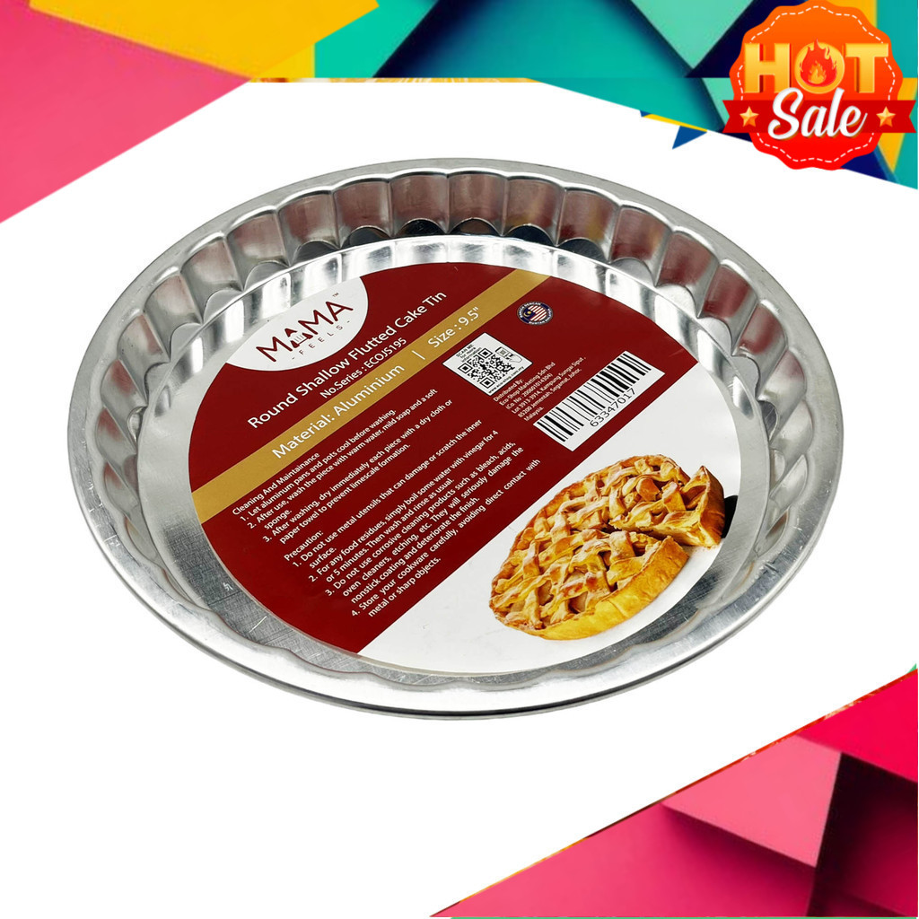PLUS Loyang Bulat, Tray Bulan, Aluminium Round Shape Fluted Cake Tin 9 ...