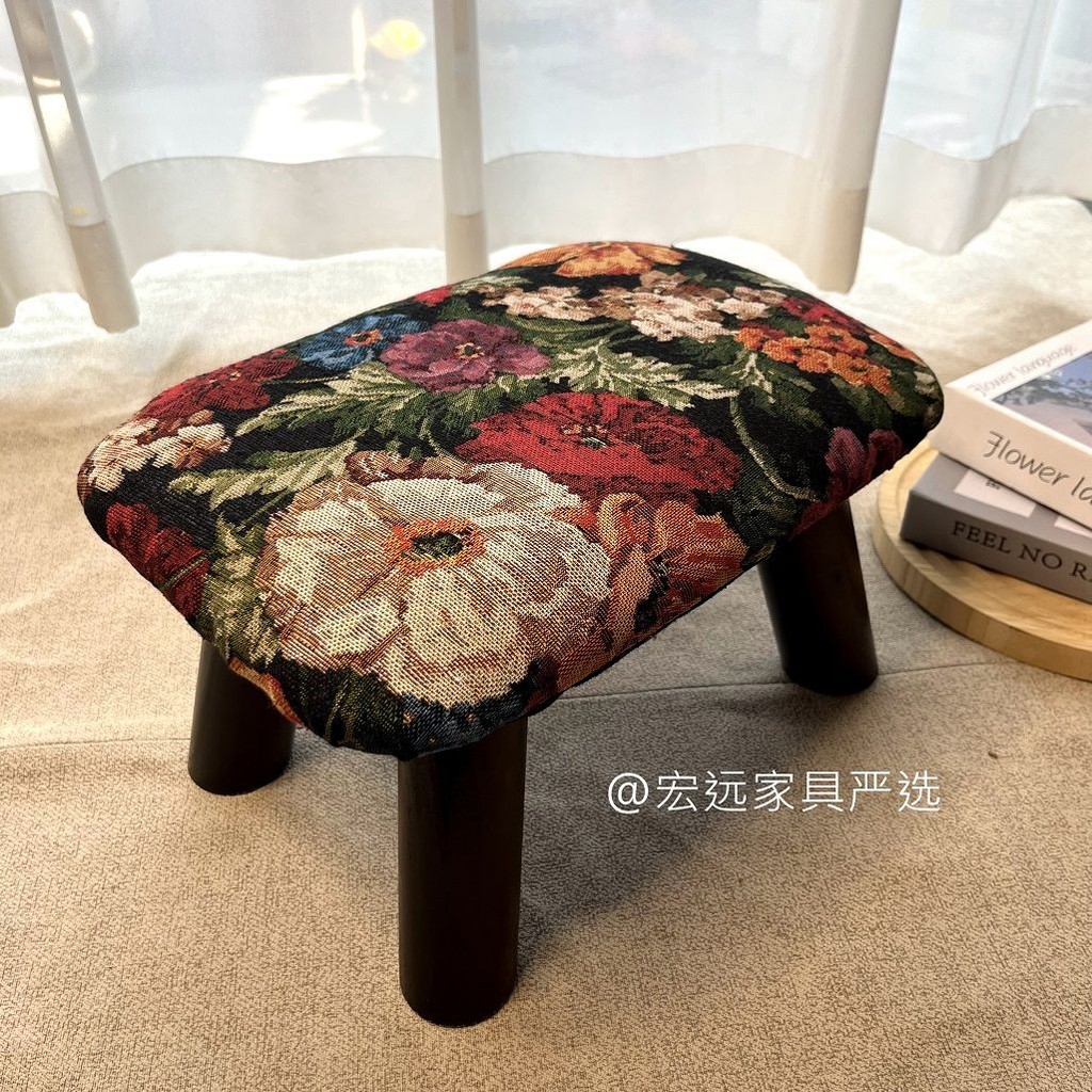 I [American Jacquard Small Square Stool] Hot-selling Solid Wood Small ...