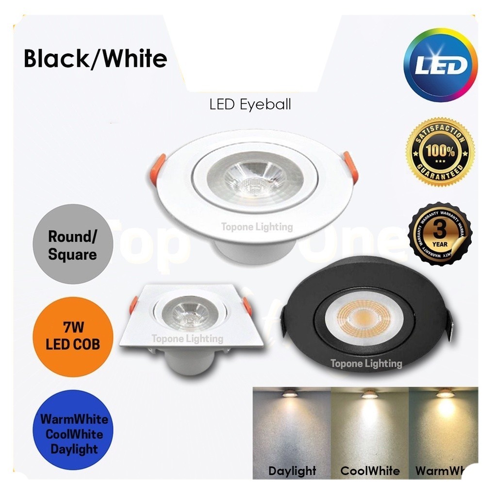 🔥3 YEARS WARRANTY🔥 LED Eyeball Spotlight 7W LED Eye ball COB Spot Light ...