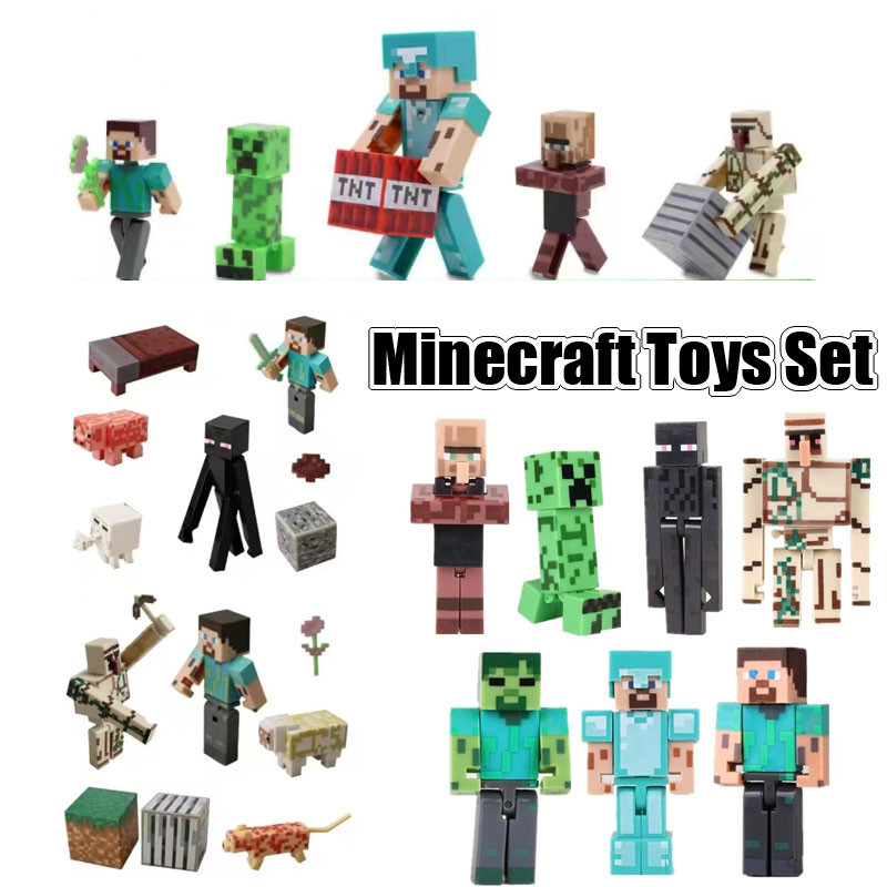 Minecraft Toy Cake Decoration Minecraft Set Model 8pcs Enderman Creeper ...