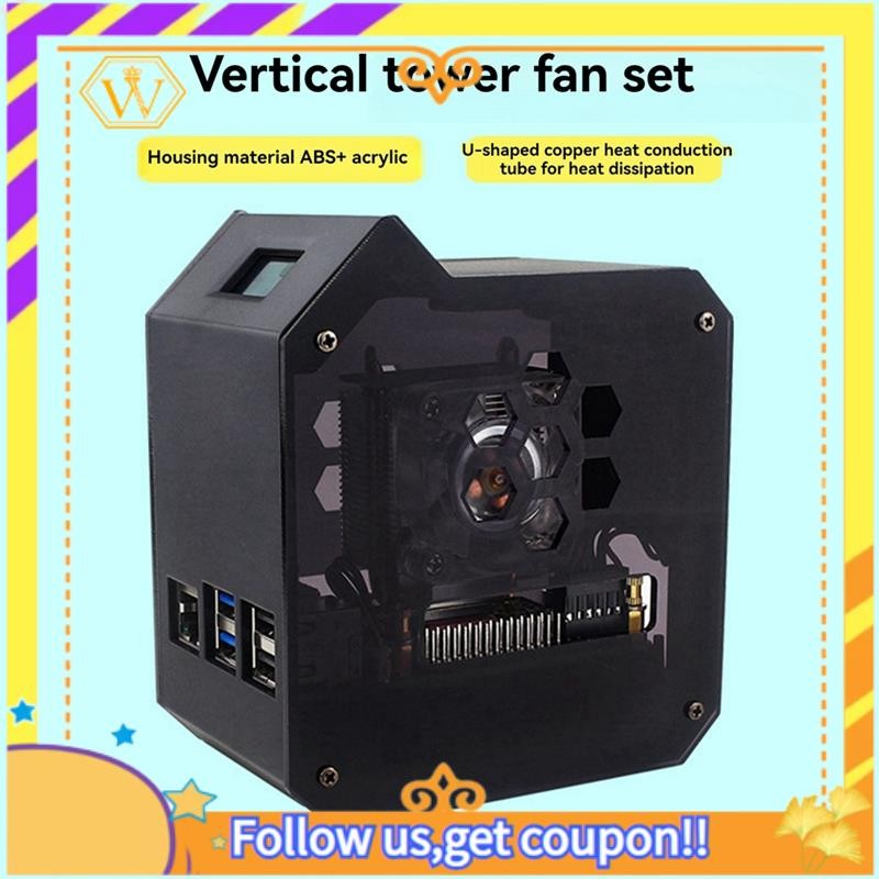 【W】For Raspberry Pi 5 ABS Mini Tower Fan Kit JST 4 Pin Port Fan Kit ...