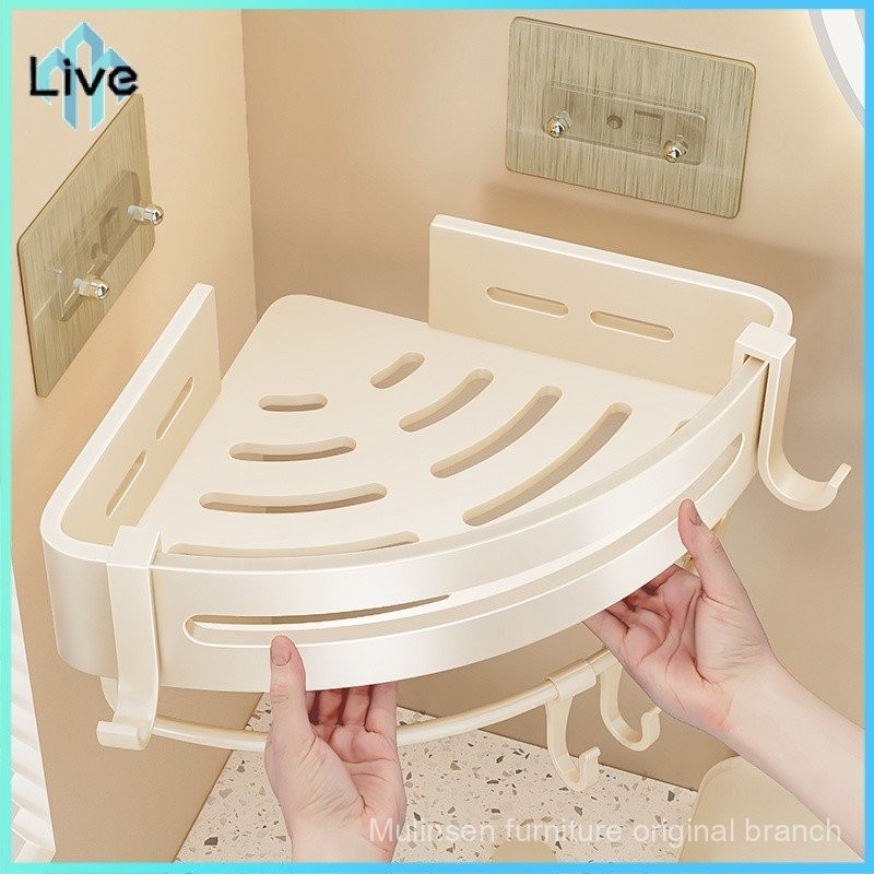 Cream style bathroom storage rack non perforated bathroom triangle rack ...