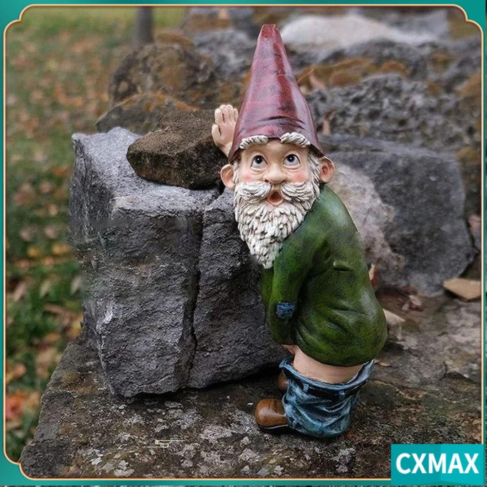 CVMAX Urinating Gnome Statue, Resin Garden Courtyard Decoration White ...