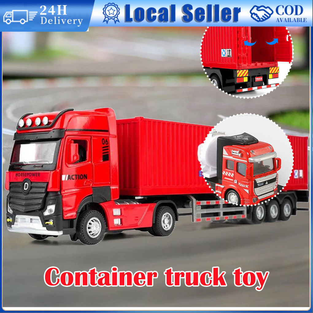 1:48 Scale Model Express Container Truck Toys Alloy Die Cast Oil Tanker ...