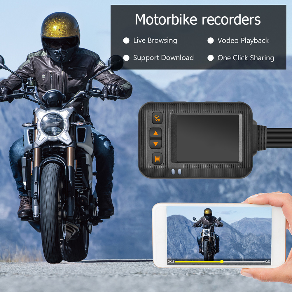 SE20 Motorcycle Dash Cam Front + Rear Camera DVR System with 2 inch ...