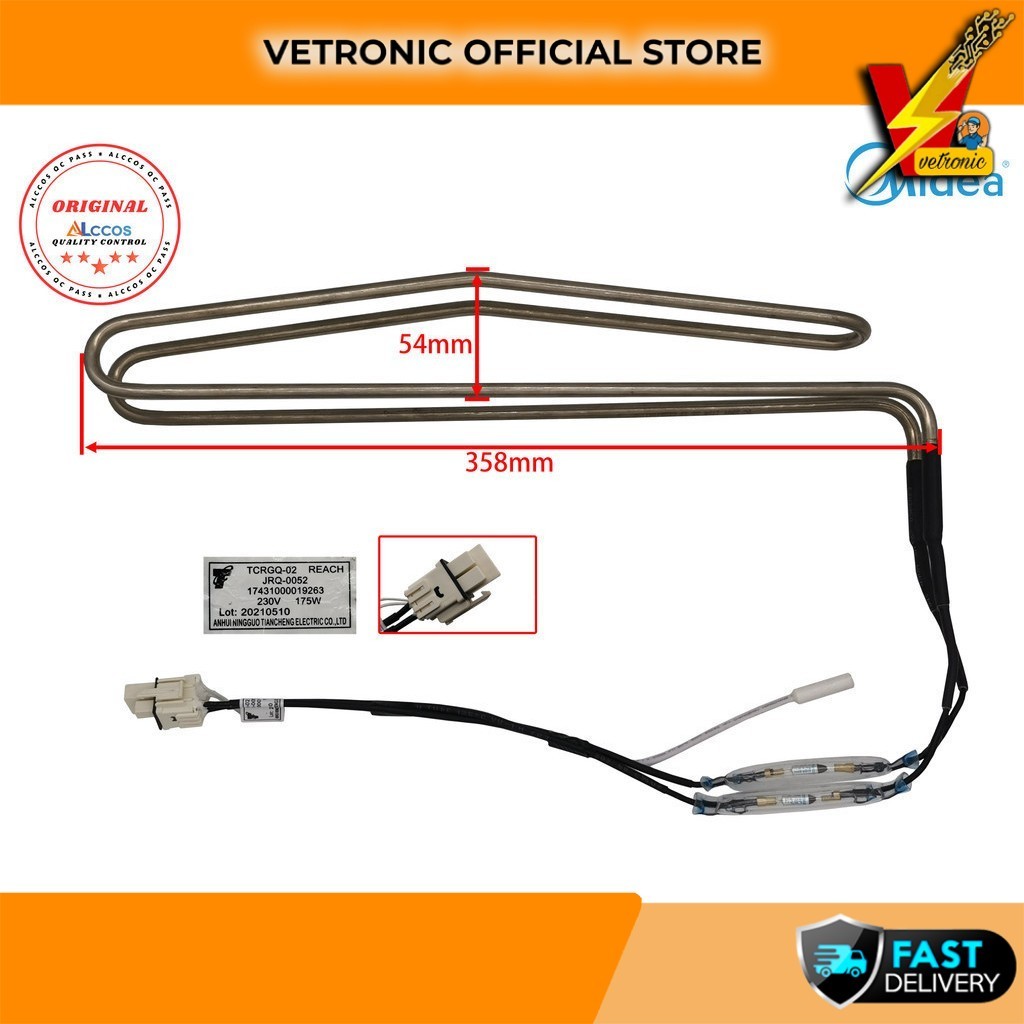 ORIGINAL MIDEA REFRIGERATOR HEATER ELEMENT 230V 175W- MODEL MIDEA ...