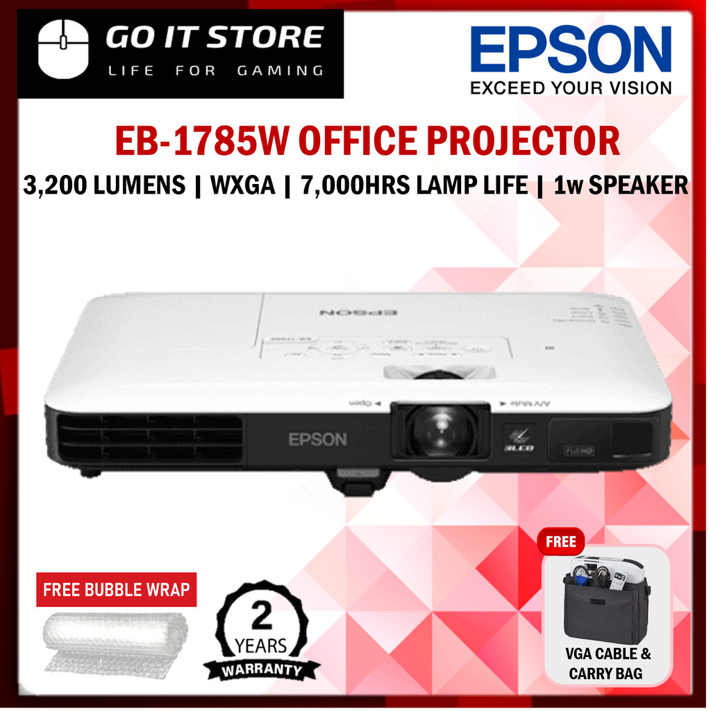 EPSON EB-1785W 3200 Lumen Wireless WXGA 3LCD Slim Projector (FREE CARRY CASE) | Shopee Malaysia