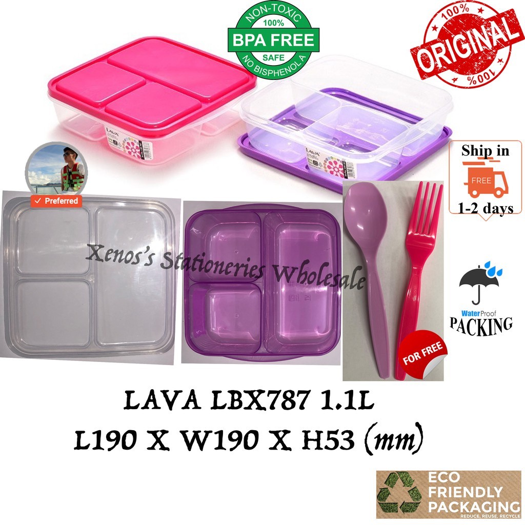 LAVA LUNCH BOX 3 COMPARTMENT 1.1L LBX787 *BPA FREE* *MICROWAVE FREEZER ...