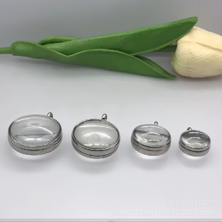 Double Curved Gawu Box Cinnabar Thangka Box Stainless Steel Round Glass ...